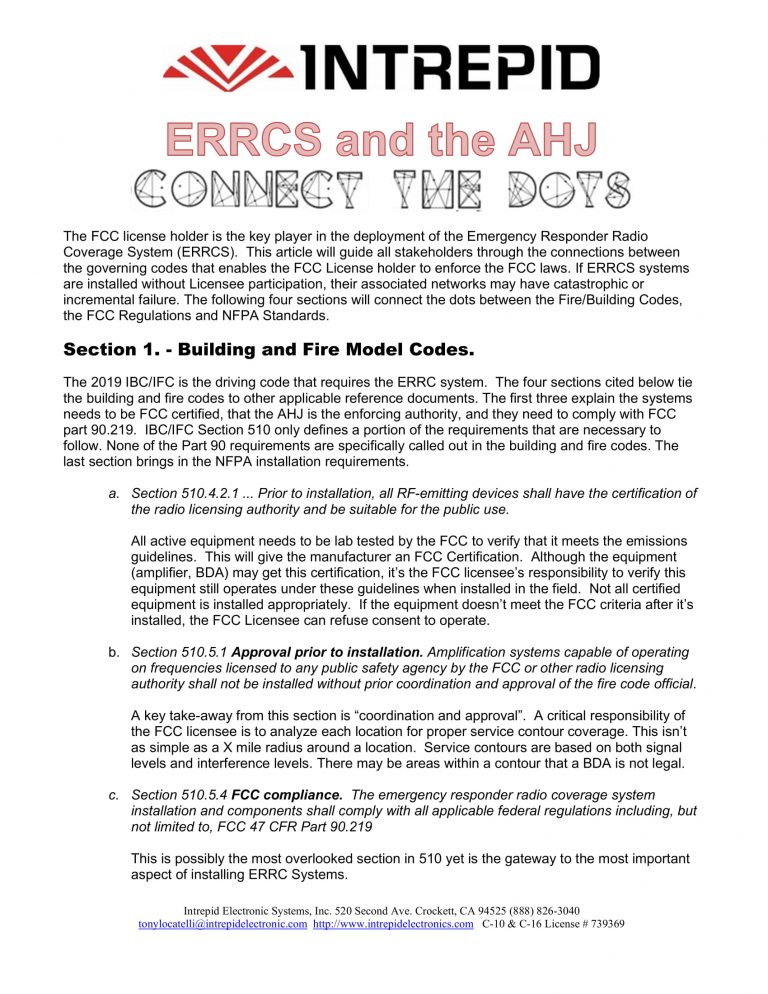 ERRCS and the AHJ: Connect The Dots - Intrepid Electronic Systems, Inc.